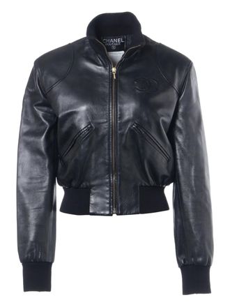 Chanel 1990-2000s CC Lederjacke - Schwarz