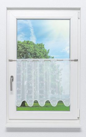 Plauener Spitze Scheibengardine Seifenblasen (Bx H) 80cm * 49cm Weiß/weiß