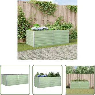 vidaXL Pot ext&eacute;rieur - Jardini&egrave;re Vert pastel 195 x 100 x 75 cm Acier galvanis&eacute;