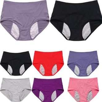 Generic Culotte taille haute en maille pour femme - Culotte en coton doux post-partum - Culotte menstruelle pour femme, 2 pi&egrave;ces - E, 5XL