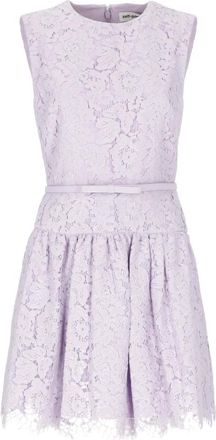Self Portrait Femme, Robes, Violet, Taille: 40 FR Crew Neck Lace Dress