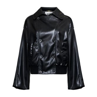 Silvian Heach Lederjacke mit klassischem Kragen - - Jackets - Damen - Schwarzk - XS