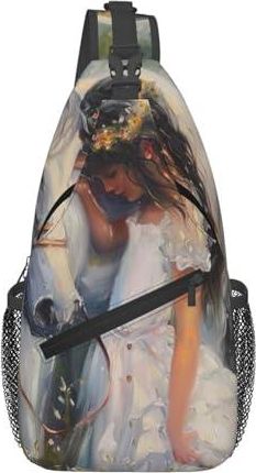 Generic Sac &agrave; dos &agrave; bandouli&egrave;re avec motif cheval blanc pour une fille dans une robe blanche