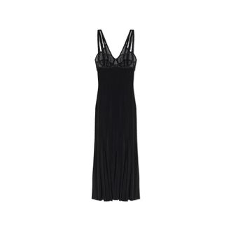 Dolce & Gabbana Spaghettitr&auml;gerkleid mit Spitzeneins&auml;tzen - - Dresses - Damen - Schwarzk - S