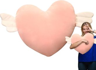 Generic Herzkissen- Herzf&ouml;rmiges Kissen f&uuml;r die Dekoration im Innen- und Au&szlig;enbereich, Flauschiges Pl&uuml;sch-Engelsfl&uuml;gel-Weihnachts-Wurfkissen, weiches Herz-Wur