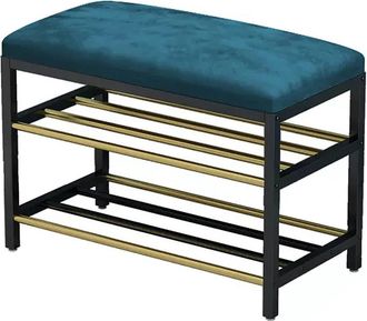 Generic KAMPCO Schuhbank im Eingangsbereich mit 2 Regalen und gepolstertem Sitzkissen, Schuhbankregal für Schlafzimmer, Büro oder Eingangsbereich