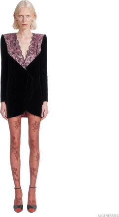 Valentino Velvet Mini Dress With Lace
