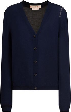 Marni cardigan à logo brodé - Bleu