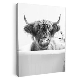 MuchoWow © Leinwand 30x40 cm Deko Schlafzimmer Aesthetic Leinwandbilder Badezimmer WC Toilette Gemälde Geschenk Living Room Decoration Schottischer Hochländer 