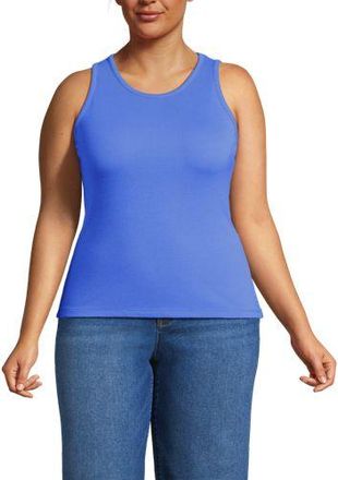 Lands End &Auml;rmelloses, geripptes Top, Damen, Gr&ouml;&szlig;e:52-54 plus, Blau, Elasthan/Viskose/Viskose-Mischung, by Lands End