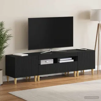 vidaXL Vidaxl Mobile Tv Led A 3 Pezzi Arnhem 3 Pz Nero Legno Ingegnerizzato