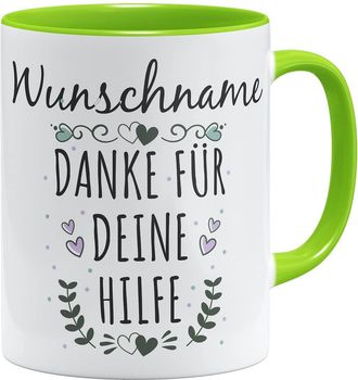 OM3 Wunschname + Danke für Deine Hilfe Tasse Dankeschön Geschenkidee personalisiertes Geschenk Name personalisierbar | Keramik Becher | 11oz 325ml | Beids