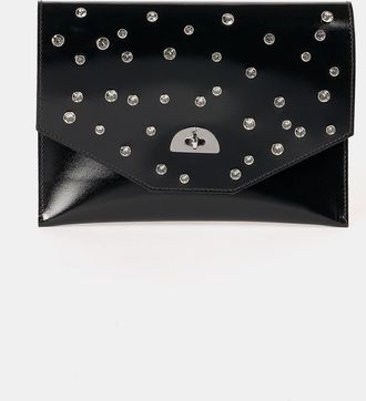 The Cambridge Satchel Company The Twist Lock Pouch - High Shine Black with Swarovski Crystals