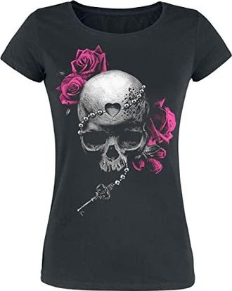 Gothicana by EMP Femme T-Shirt Noir avec imprimé tête de Mort 4XL