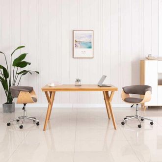 vidaXL Esszimmerstuhl Drehbar Taupe Bugholz und Stoff Vidaxl