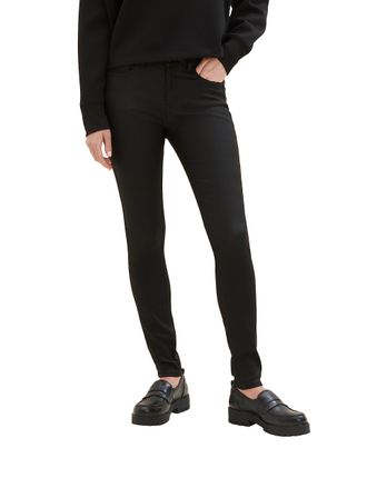 Tom Tailor Damen 1038298 NELA Extra Skinny Jeans in Leder-Optik, 10275-coated Black Denim, 28/32