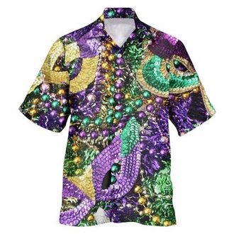 Generic Chemise disco brillante pour homme - Tenue de f&ecirc;te d&eacute;contract&eacute;e des ann&eacute;es 70 - Imprim&eacute; sur le th&egrave;me des ann&eacute;es 70 - Costume de carnaval pour homme - 