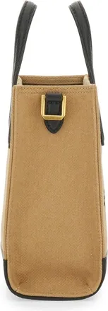 Bally Womens Logo Bag Beige Organic Cotton Handbags Hand