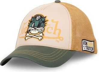 Von Dutch Casquette Homme & Femme, Casquette Trucker Pirate Cat, Ajustable, Beige Taille TU