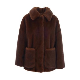 Herno Mantel aus Webpelz mit aufgesetzten Taschen - - Jackets - Damen - Braun - M