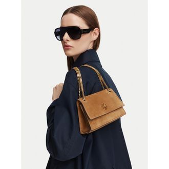 Tory Burch Handtasche Tory Burch Kira Turnlock Suede Mini Bag 178150 Braun