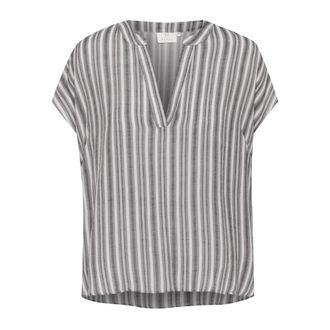 Kaffe Gestreifte Bluse mit V-Ausschnitt - - Blouses & Shirts - Damen - Grau - L