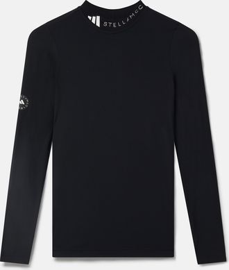 Stella McCartney TrueCasuals Sportswear Rib Long Sleeve Top, Woman, Black, Size: XL