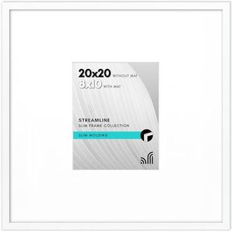 Americanflat Bilderrahmen mit poliertem Plexiglas, 50,8 x 50,8 cm, mit Passepartout oder 50,8 x 50,8 cm ohne Passepartout, Streamline-Kollektion, d&uuml;nner Bilderrahm