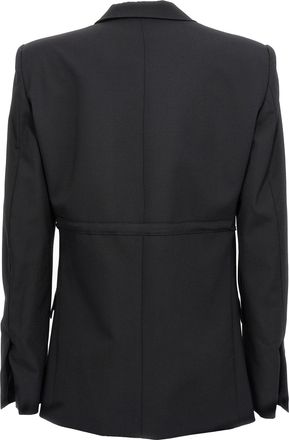 Nensi Dojaka Double-Breasted Wool Blazer - Black