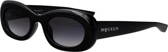 Alexander McQueen Am0527S Oval Sonnenbrille - - Accessories - unisex - Schwarzk - 51 MM