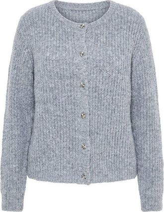 Ulla Popken Strickjacke Strickjacke Pailletten Rundhals Langarm