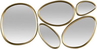 HowHomely Wandspiegel Set 5er - organische Spiegel Deko Spiegel Wanddekoration Goldspiegel Modern Glam Boho Wohnspiegel f&uuml;r Wohnzimmer Schlafzimmer Flur Gardero