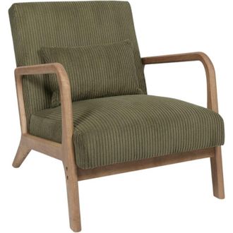 The Home Deco Factory The Home Deco Factory - Fauteuil en velours c&ocirc;tel&eacute; - Confort cocooning - Coussin d&eacute;houssable 40x25cm - Largeur 80cm - Hauteur dassise 45cm