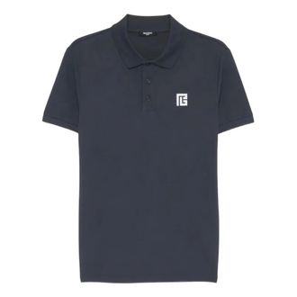 Balmain Besticktes Baumwoll-Polo - - Tops - Herren - Blau - XL