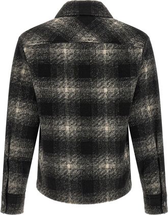Moncler Check Wool-Blend Overshirt - Black