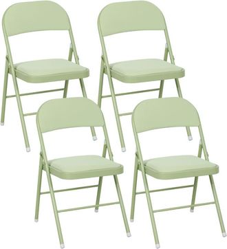 HOMCOM Homcom - Lot de 4 chaises pliantes assise dossier rembourrés acier velours vert