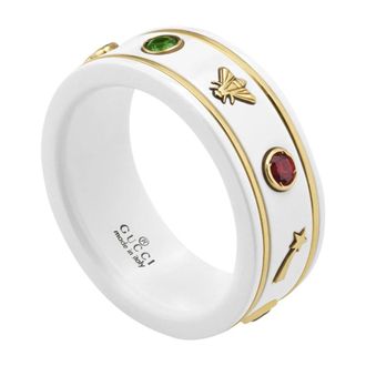 Gucci Icon Ring mit Edelsteinen - - Accessories - Damen - Wei&szlig; - 50 MM