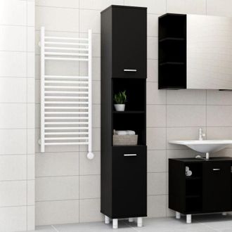 vidaXL Vidaxl - Armoire de salle de bain Noir 30x30x179 cm Bois ding&eacute;nierie