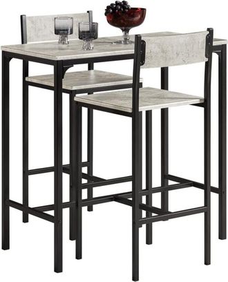 SoBuy Ensemble Table de Bar + 2 Chaises Set de 1 Table + 2 Tabouret Haut de Bar Table Haute Cuisine Salle à Manger Bistrot Sobuy OGT03-HG