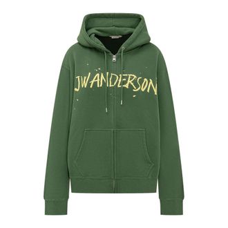 J.W.Anderson Zip Front Print Hoodie - - Sweatshirts & Hoodies - Herren - Gr&uuml;n - XL