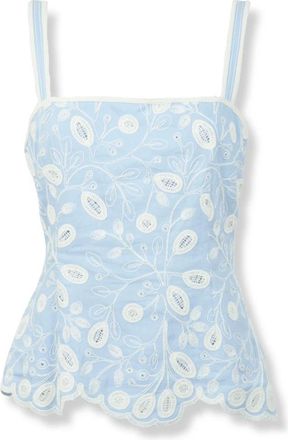 SIMKHAI Femme, Tops, Bleu, Taille: 42 FR Mckenna Embroidered Linen Cami Top