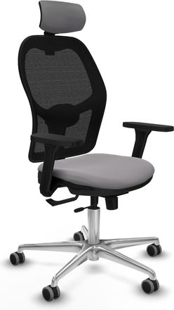 Piqueras y Crespo Ergonomischer Computerstuhl mit 3D-Armen, h&ouml;henverstellbarer Lendenwirbelst&uuml;tze und h&ouml;henverstellbarem Kopfteil, Schwarz / Grau