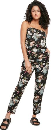 Urban Classics Ladies Viscose Bandeau Jumpsuit, Black Tropical, 3XL