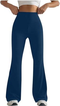 Generic 2025 Legging taille haute pour femme - Pantalon &eacute;vas&eacute; r&eacute;gulier et fixe - Pantalon de yoga actif &agrave; paillettes, Marine, XXL