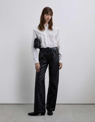 Scalpers Pantalon en cuir &agrave; pinces - Noir