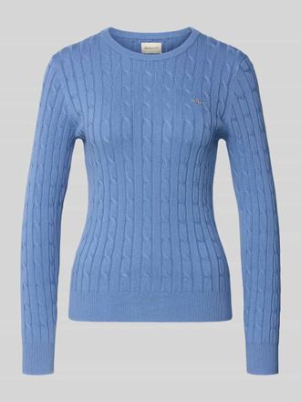 GANT Strickpullover mit Zopfmuster und Label-Stitching