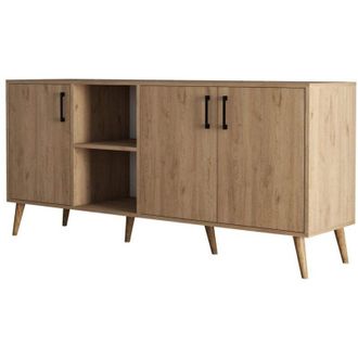 Les Tendances Les Tendances - calicosy - Buffet 3 portes et 2 niches ouvertes d&eacute;cor bois ch&ecirc;ne L180 cm - exxen