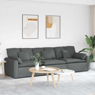 vidaXL Modulares Sofa mit Kissen Dunkelgrau - Vidaxl