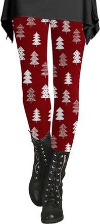 Generic HUIFUAO Legging de Noël pour femme - Motif bonhomme de neige et Père Noël - Pantalon de yoga amusant - Taille haute - Pantalon de sport - Taille haute
