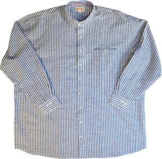 Kamro Chemise pour homme, grande taille, teneur en lin, 2 couleurs, 3XL-14XL, gris bleu/blanc, 4XL grande taille